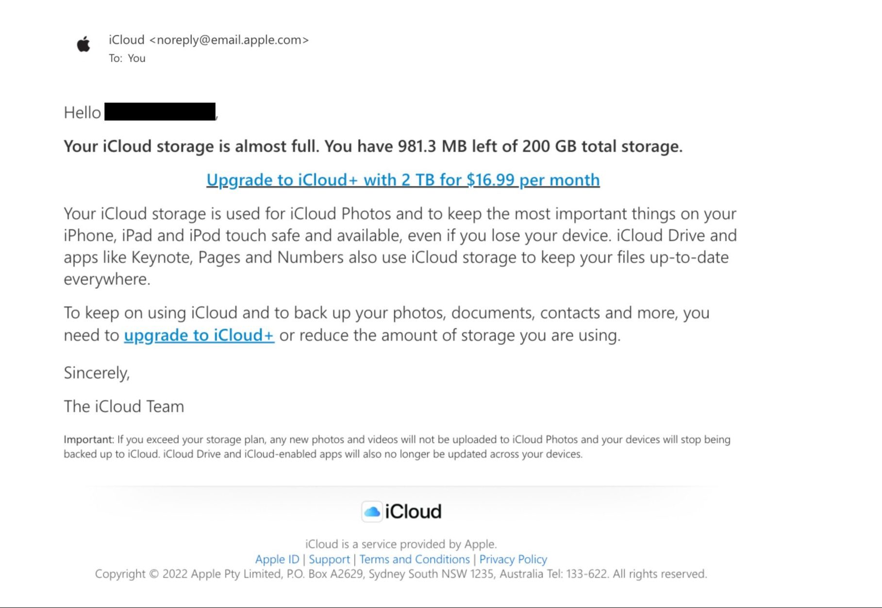 Watch out for this “iCloud support” Scam email - Geeks on Wheels