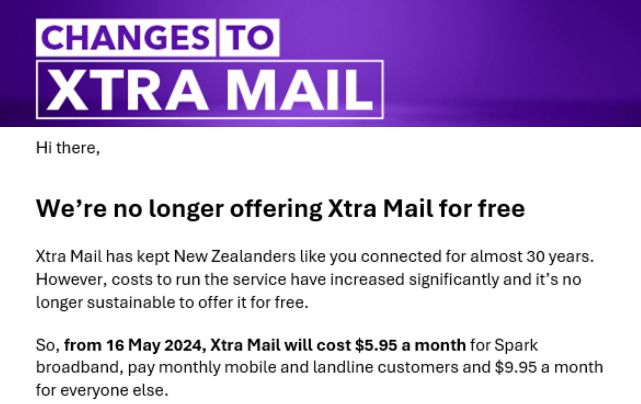 Xtra Mail Price Changes - Geeks on Wheels